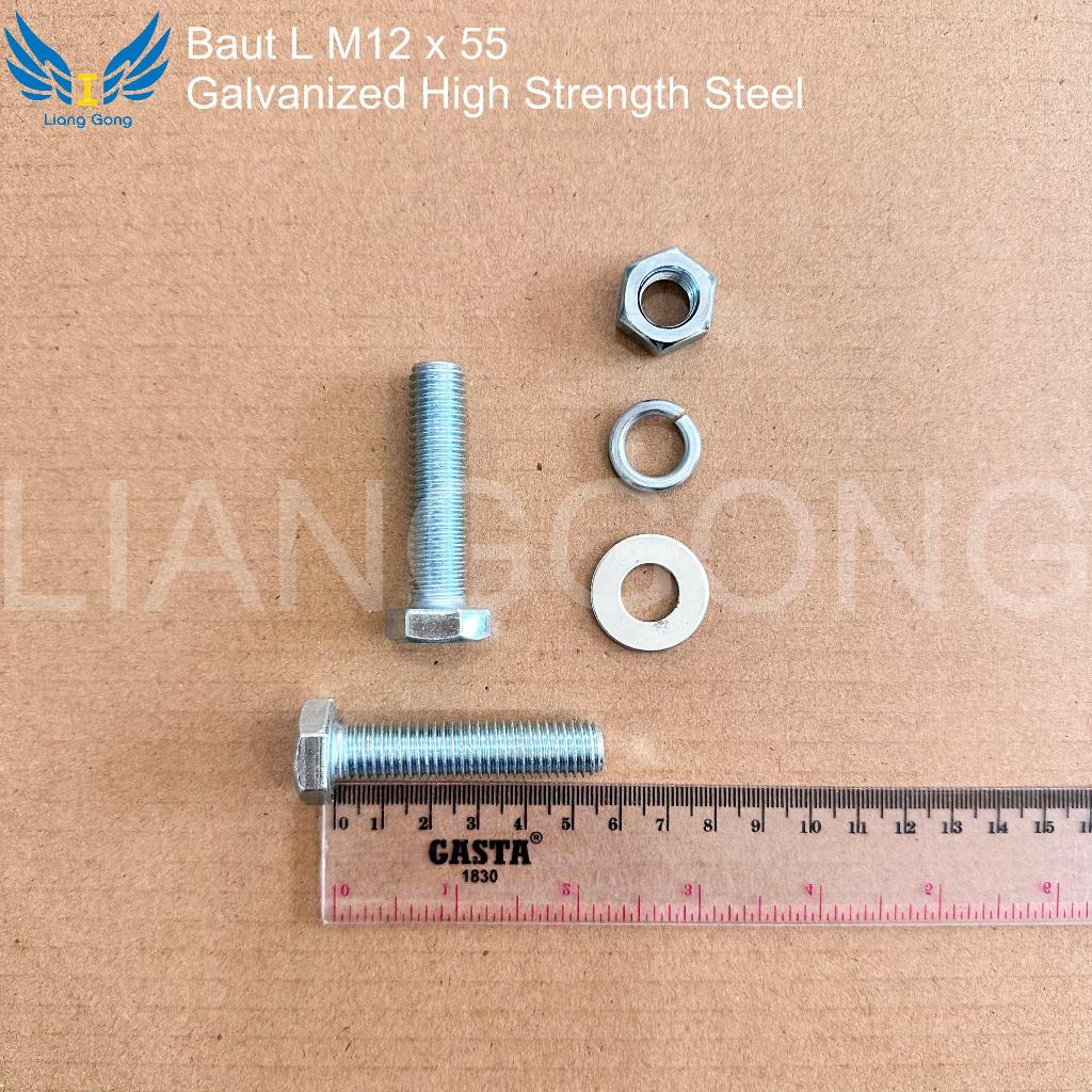 Jual Baut Mur Hex Putih | BMP | Baut M12 x 55 Putih Galvanis | Baut Mur | Grade 4.8 | Shopee ...