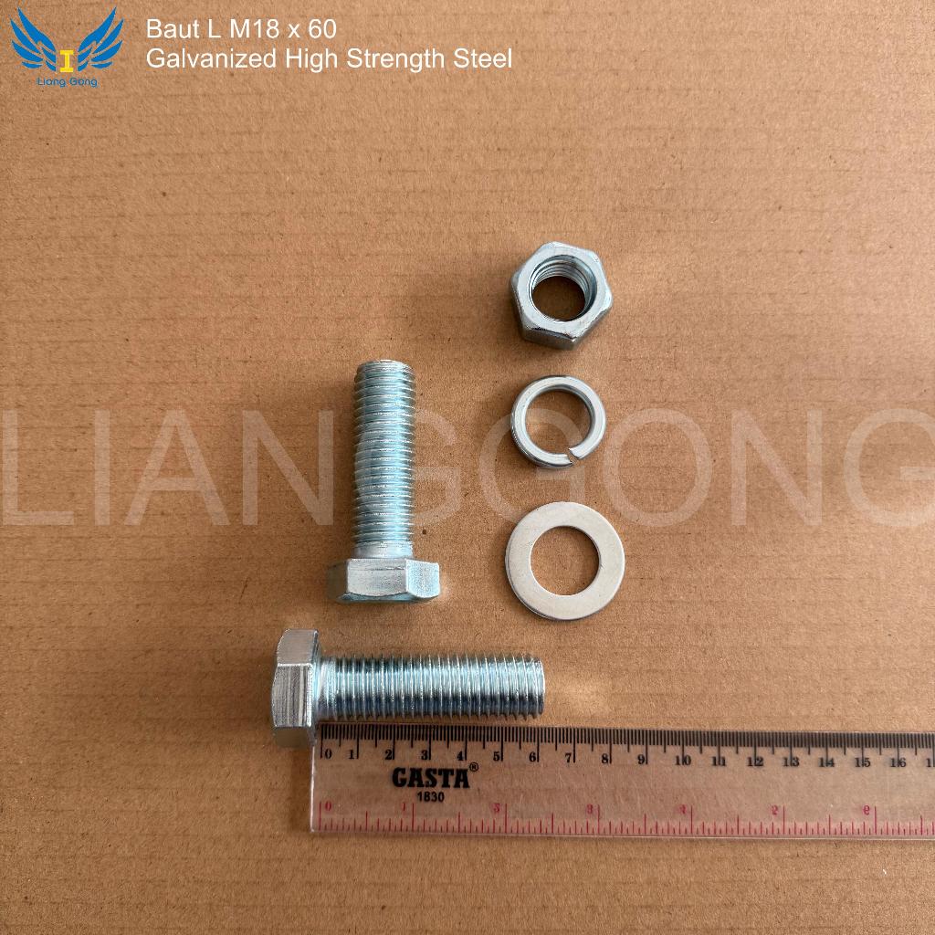 Jual Baut Mur Hex Putih | BMP | Baut M18 x 60 Putih Galvanis | Baut Mur ...