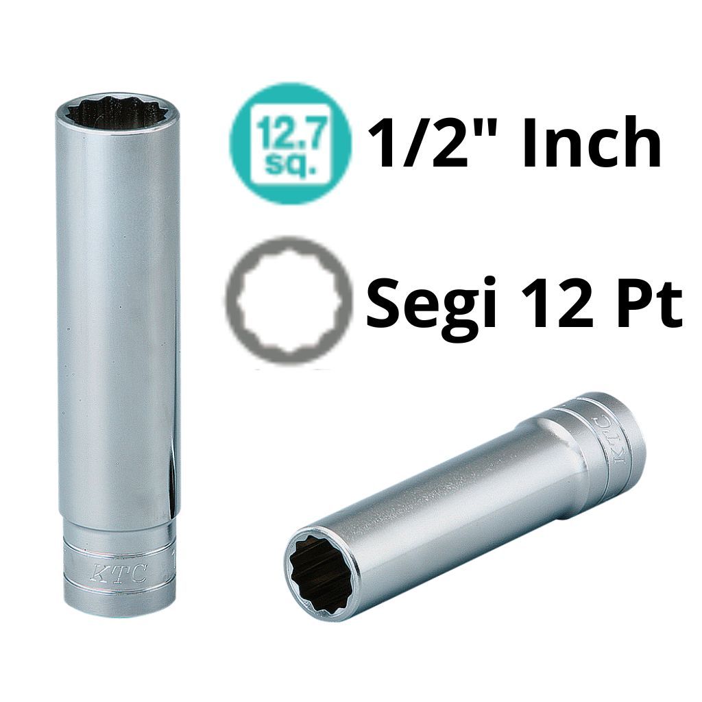 Jual KTC Mata Kunci Socket Deep 1/2" Inch 8-36 mm Segi 12pt No. B4L-08W~36W Soket Dalam Panjang ...