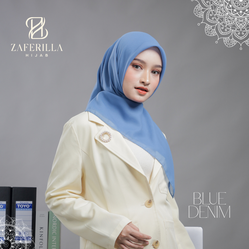 Jual ZAFERILLA - Hijab Pollycotton Premium - Hijab Segi Empat - DENIM ...