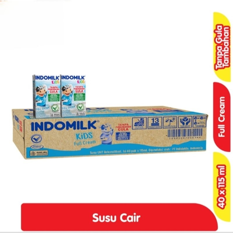 Jual Indomilk Kids Susu UHT Full Cream Tanpa Tambahan Gula Kotak 40 x 115 ml | Shopee Indonesia