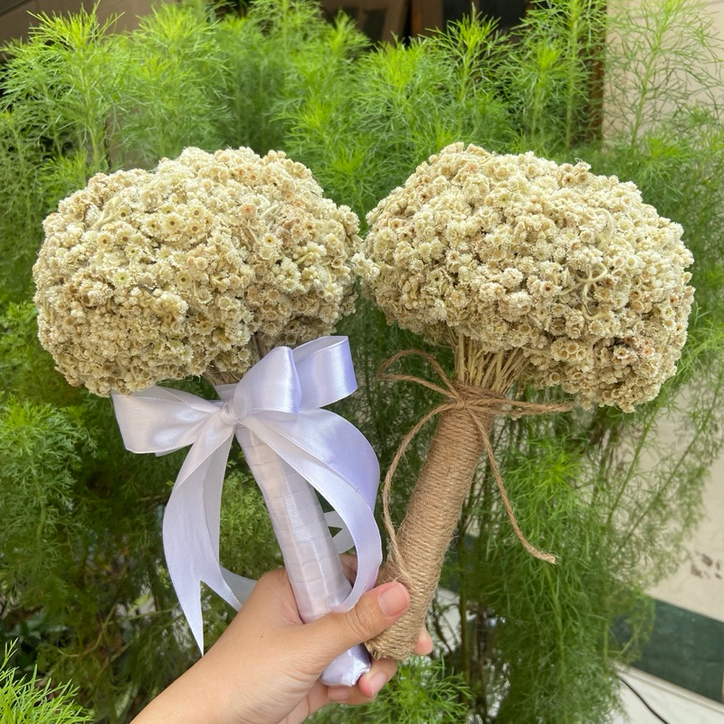 Jual Hand Bouquet White Dried Flowers | Bunga Properti Foto | Buket ...