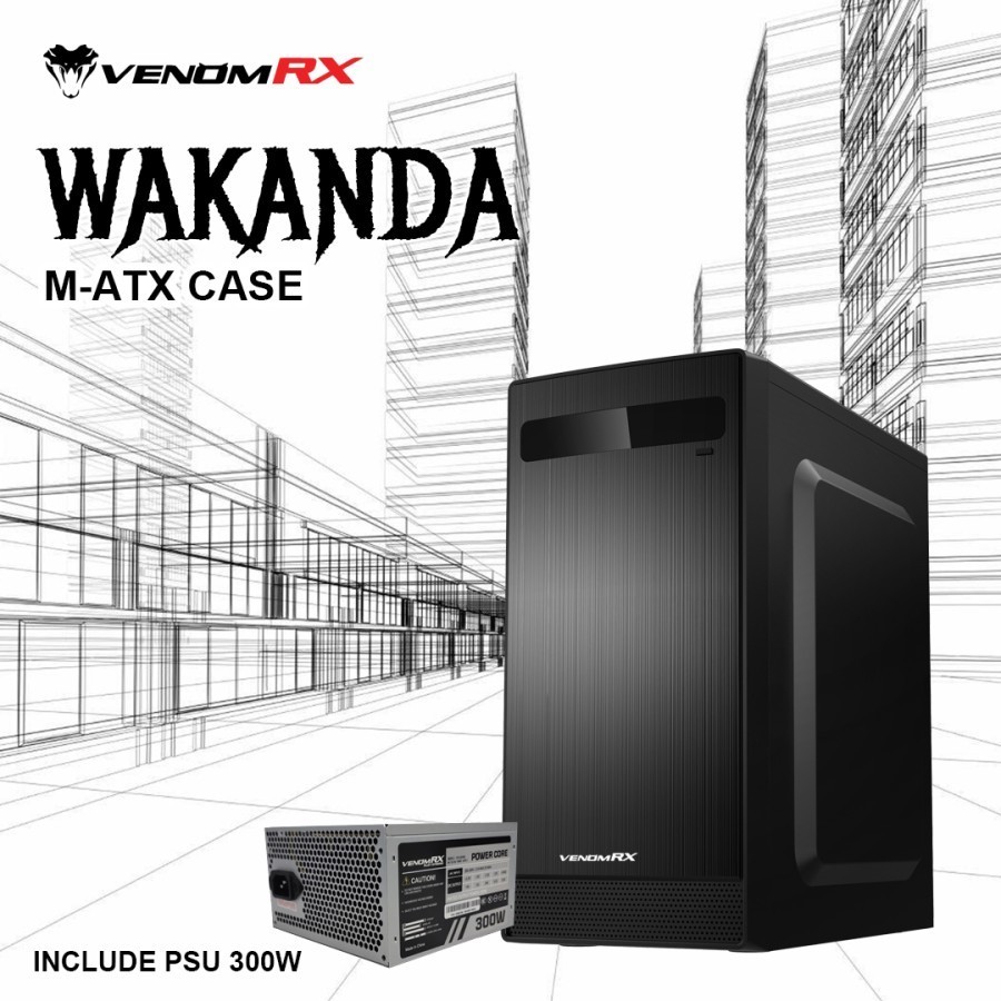 Jual Casing PC VENOM-RX Wakanda mATX + PSU PowerCore 300W - Case PC ...