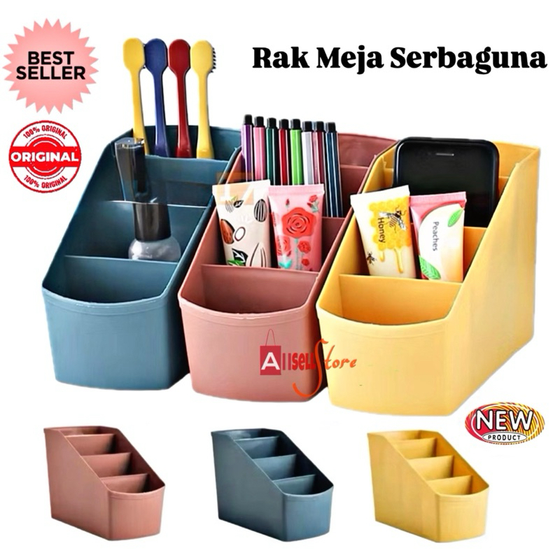 Jual (BISA COD) PROMO Rak Meja 4 Sekat Serbaguna / Rak ATK / Rak Alat ...