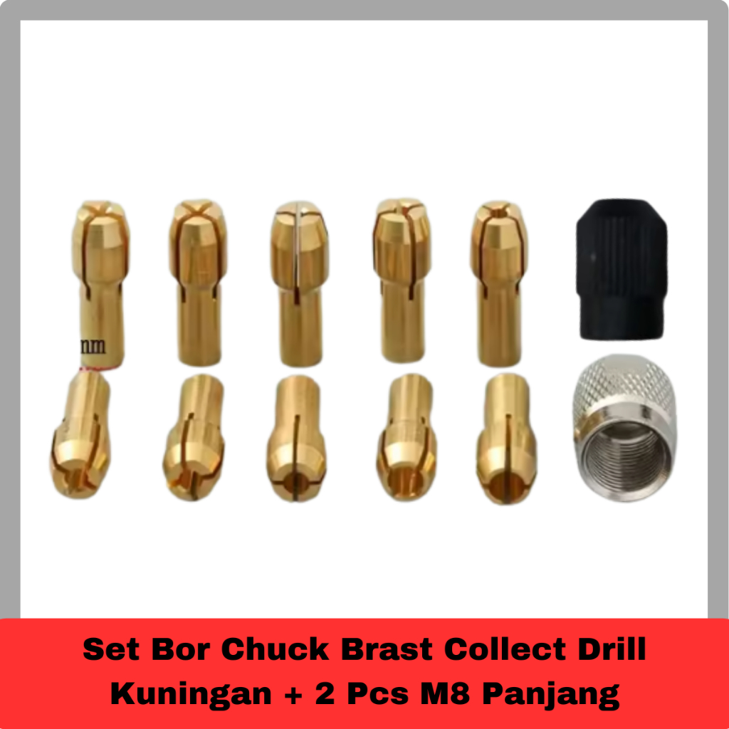 Jual Set Bor Chuck Brast Collect Drill Kuningan 10 Pcs + 2 Pcs M8 ...