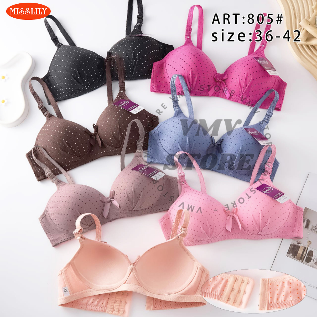 Jual Bra Wanita Misslily 805 Cup B Besar Bh Tanpa Kawat Kait 3 Polkadot ...