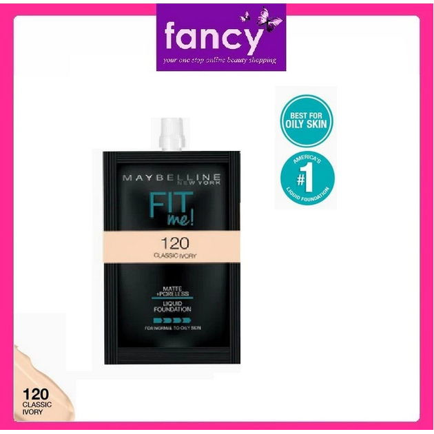 Jual Maybelline Fit Me Matte Foundation Oily Skin SACHET 5ml 120 ...