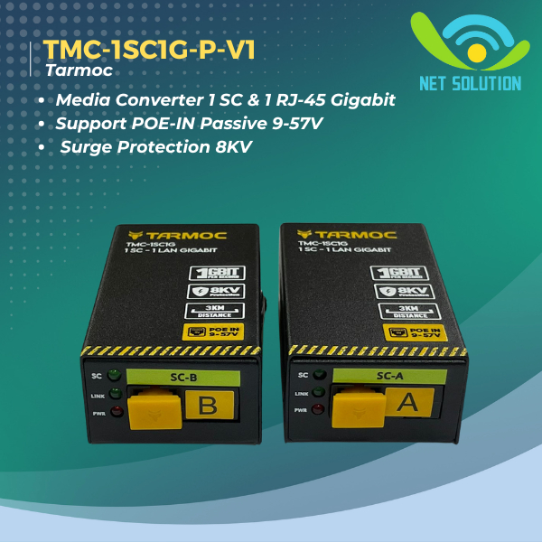 Jual Tarmoc TMC-1SC1G-P-V1 | Media Converter 1FO 1LAN / 1 FO 1 LAN Gigabit POE IN 9-57 Volt ...