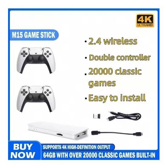 Jual 4K Game Stick M15 Pro Video Game Console Retro HDMI Wireless Dual Stik Controller | Shopee ...