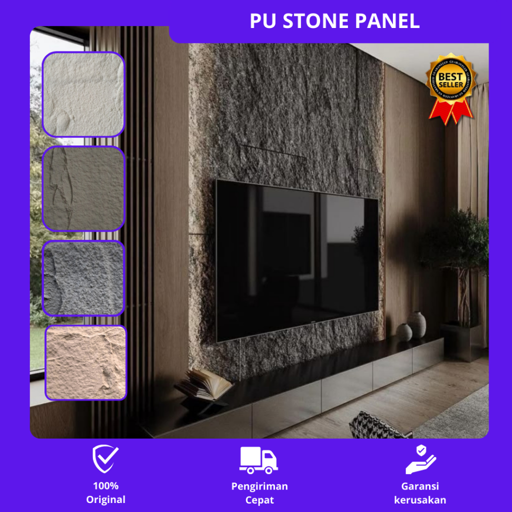 Jual PU Stone Panel Batu Alam 3D Dinding Estetik 60x120cm Desain ...