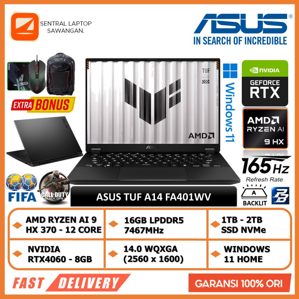 Jual LAPTOP Asus Tuf A14 FA401WV AMD Ryzen AI 9 HX 370 RAM 16GB 2TB SSD ...
