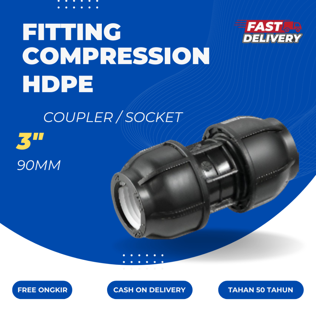 Jual Coupler / Socket Compression 90mm atau 3 Inch Sambungan / Fitting ...