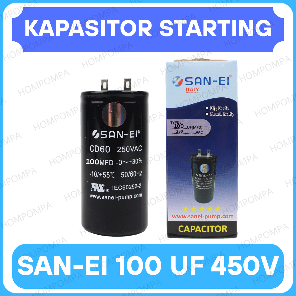 Jual KAPASITOR CAPACITOR STARTING 100uf MFD Mikro 250V SAN-EI SOKET 100 UF | Shopee Indonesia