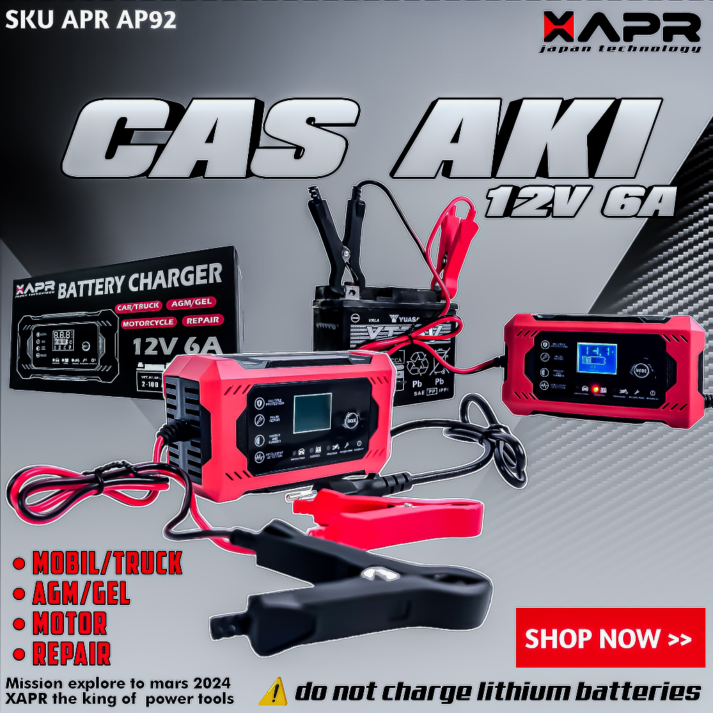 Jual Charger Aki Portable 12V 6A Fast Charging Casan Accu Motor AP92 ...
