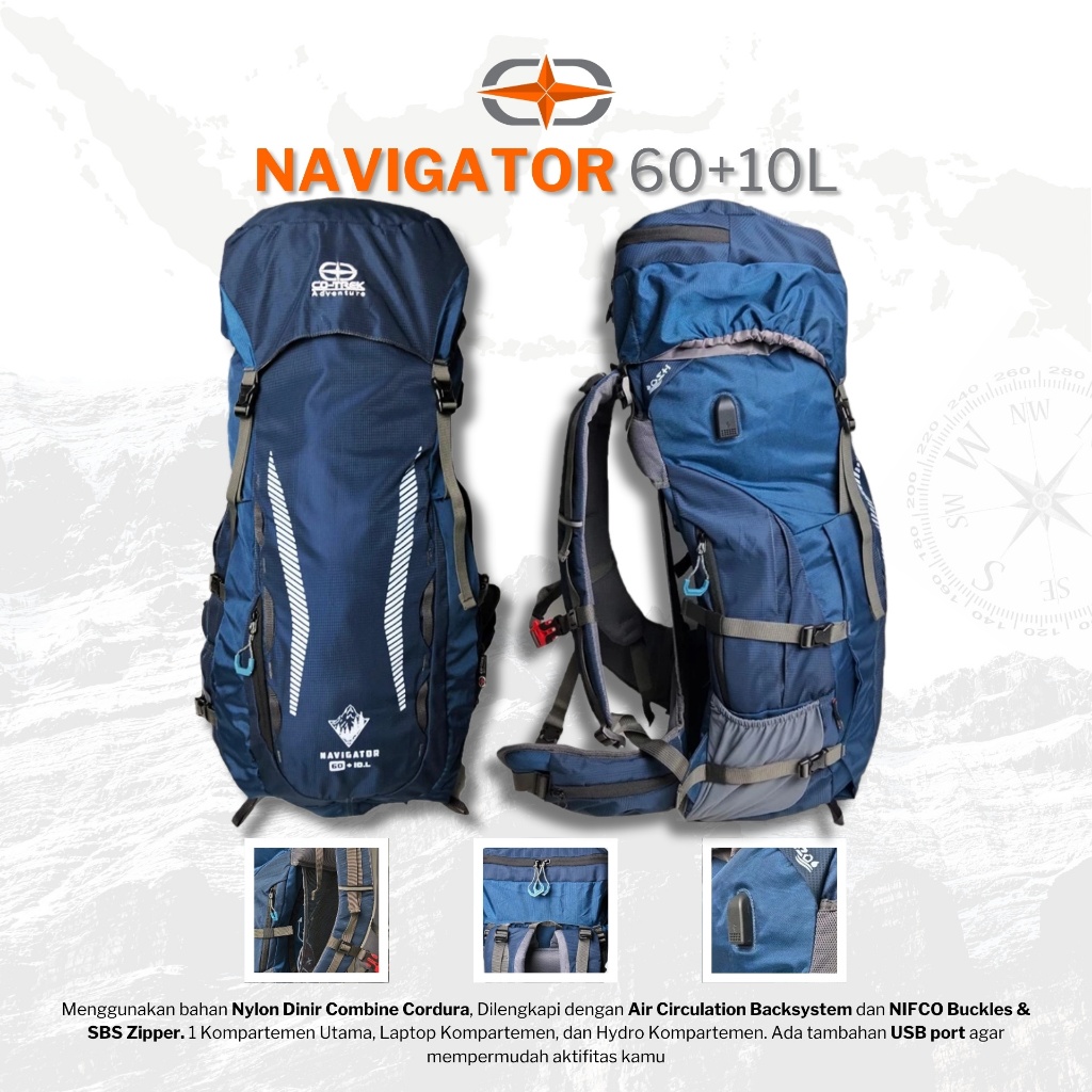 Jual Carrier Navigator 60 + 10L Cotrek Adventure | Shopee Indonesia
