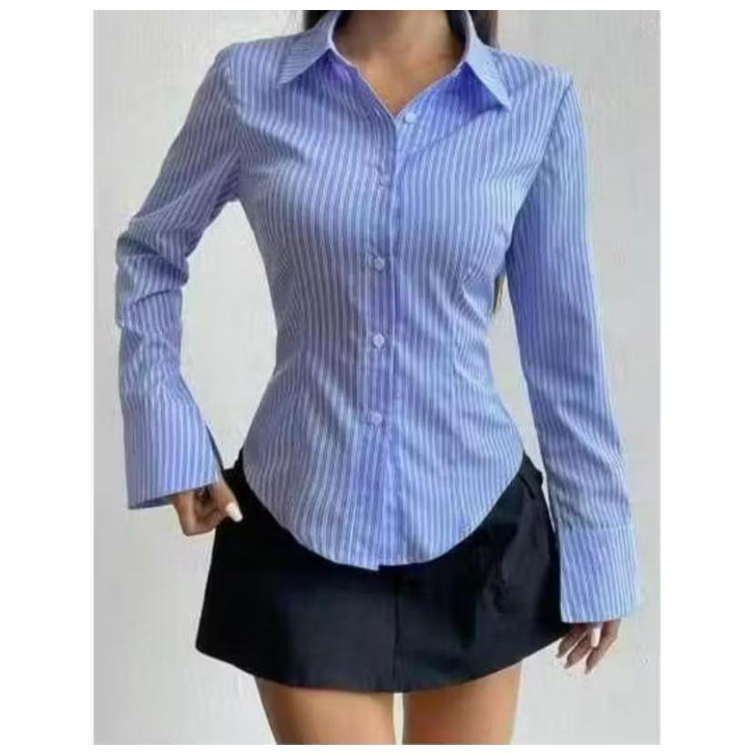 Jual Keyra Kemeja Kerja Crop Top Slim Fit / Kemeja Slim Fitt Body Motif ...