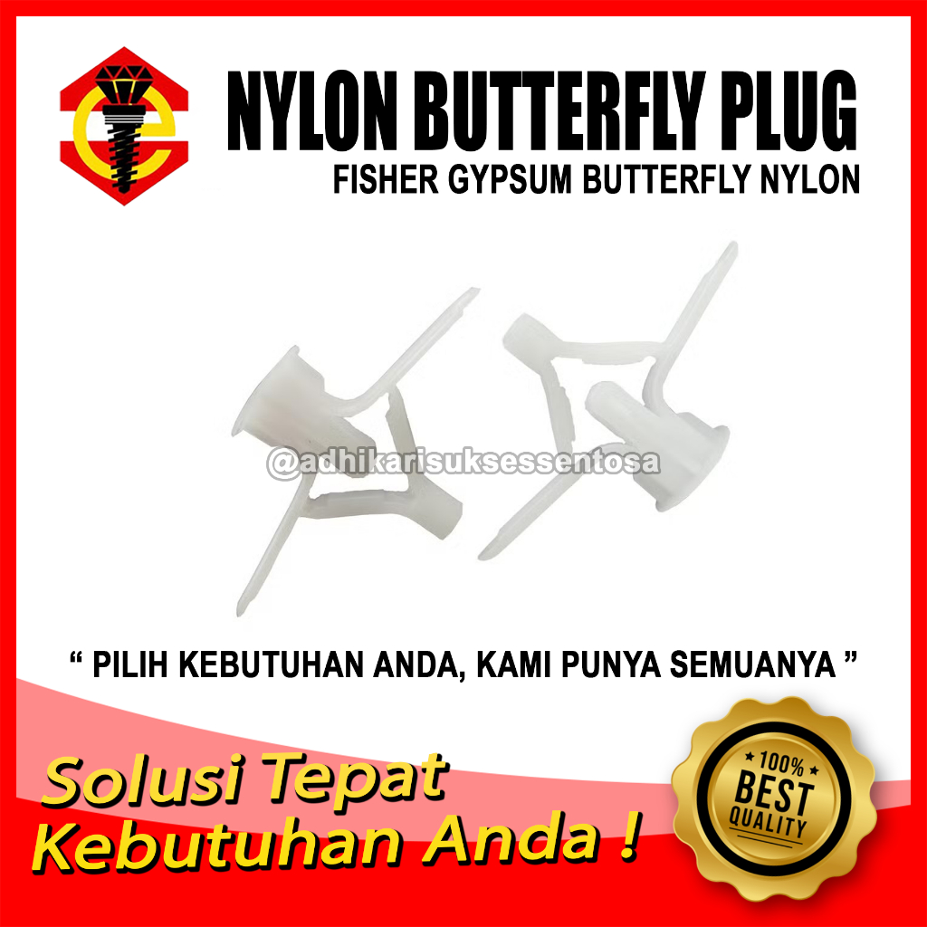 Jual Fisher Gypsum / Nylon Butterfly Anchor / Butterfly Wall Plug ...