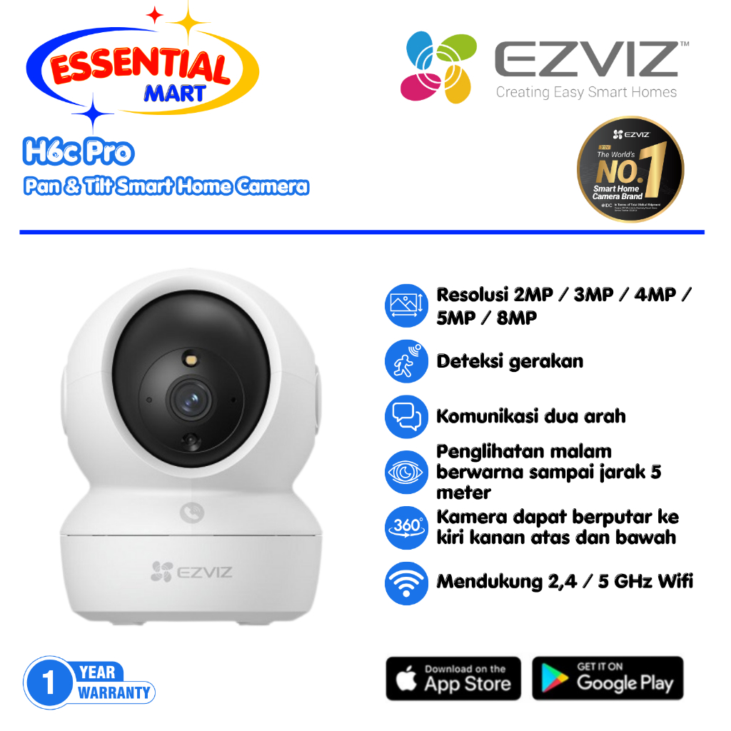Jual CCTV EZVIZ H6C Pro 2MP / 3MP / 4MP / 5MP / 8MP Smart Home IP ...