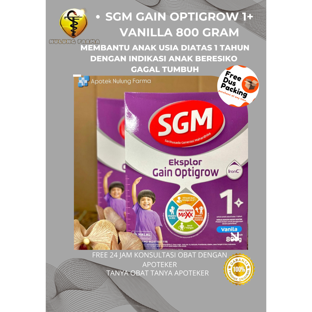 Jual PROMO PRODUK BARU !!! (EXP JUNI 27) SGM GAIN OPTIGROW 1+ 800GR VANILLA (1-5THN) PENAMBAH ...