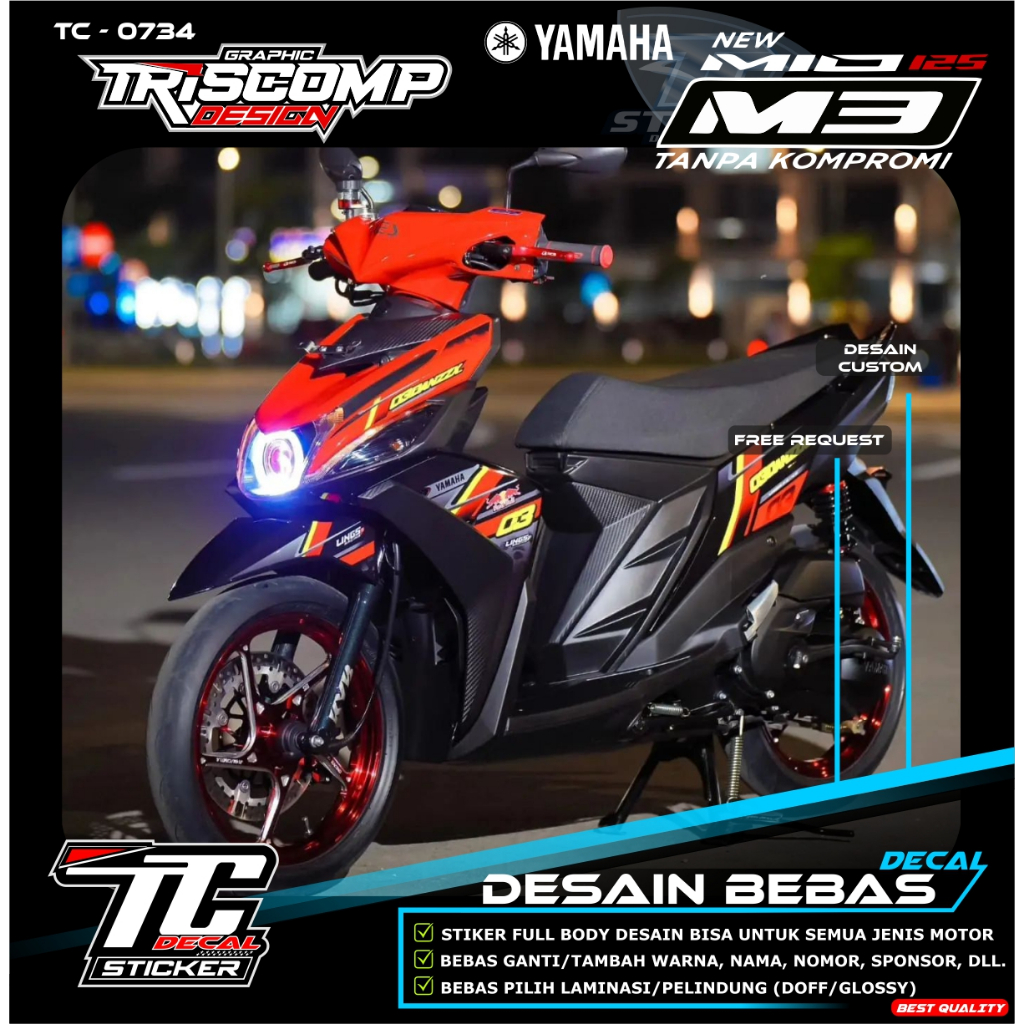 Jual Decal Stiker striping motor Mio M3 125 bisa request sticker ...