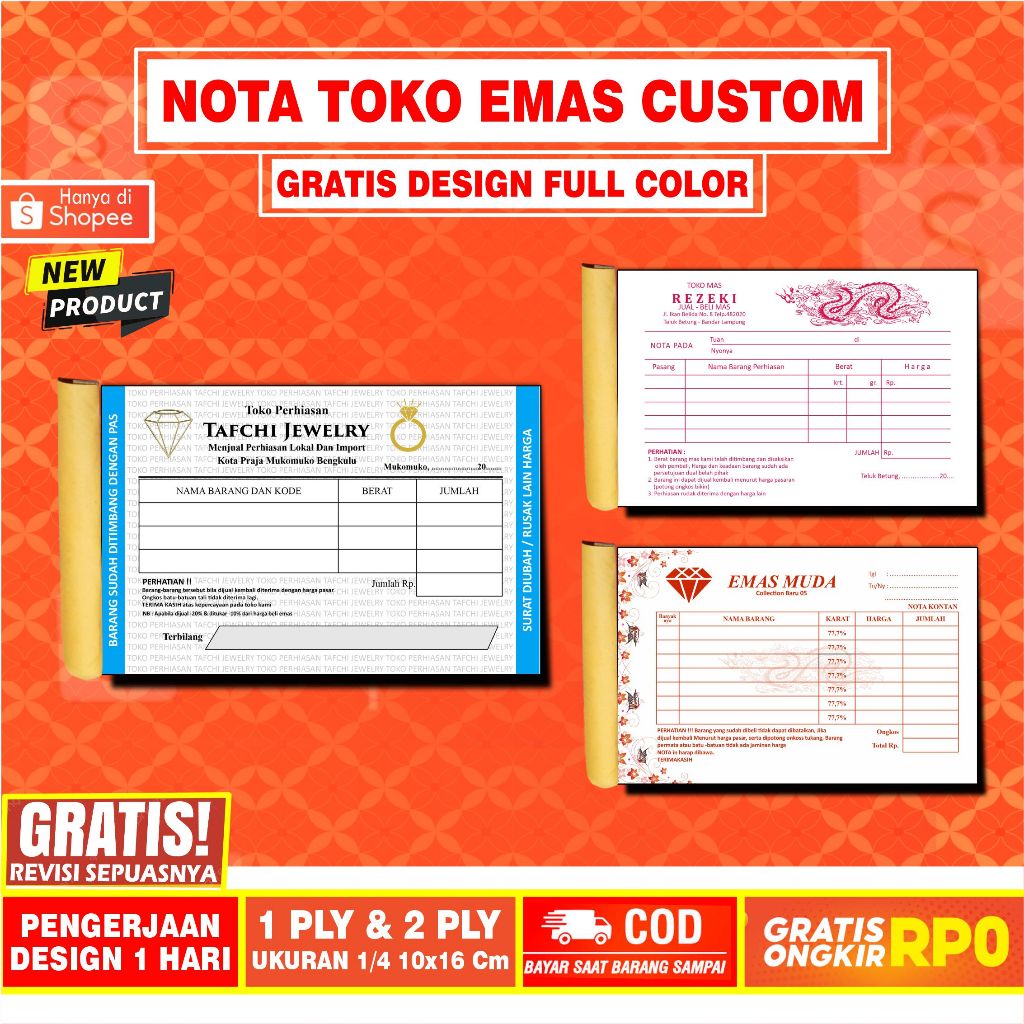 Jual cetak nota mas custom gratis design cocok untuk jual beli ...