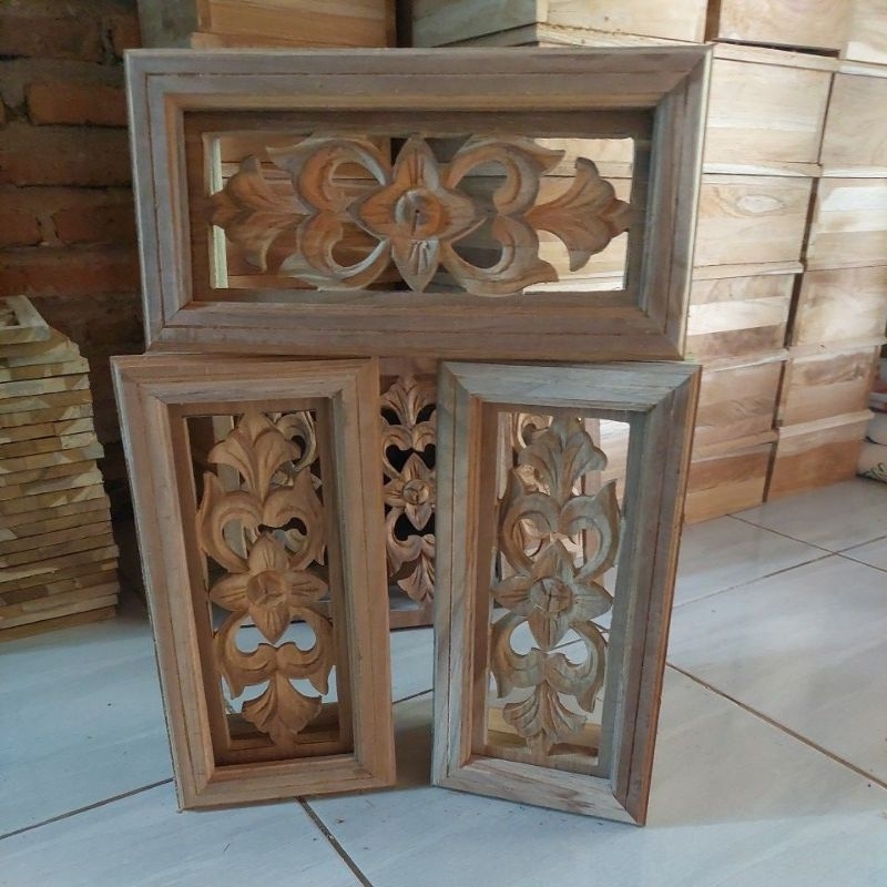 Jual Loster Minimalis Kayu Jati Ukir Bunga | Shopee Indonesia