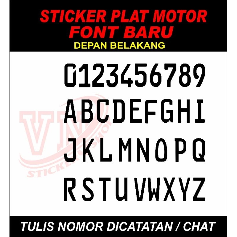 Jual STICKER PLAT MOTOR FONT BARU | Shopee Indonesia