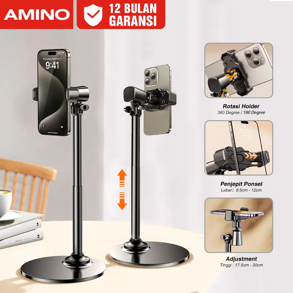 Jual AMINO Live Stream Desktop 360 Rotate Phone Stand Meja Holder ...