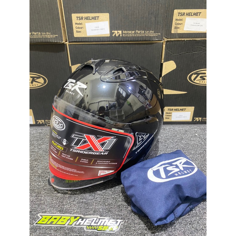 Jual HELM TSR TX1 GLASS BLACK | Shopee Indonesia