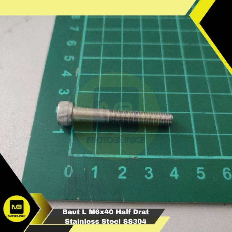 Jual Baut L Half Threat Drat Setengah M6 x 40 M6x40 Stainless Steel SS ...
