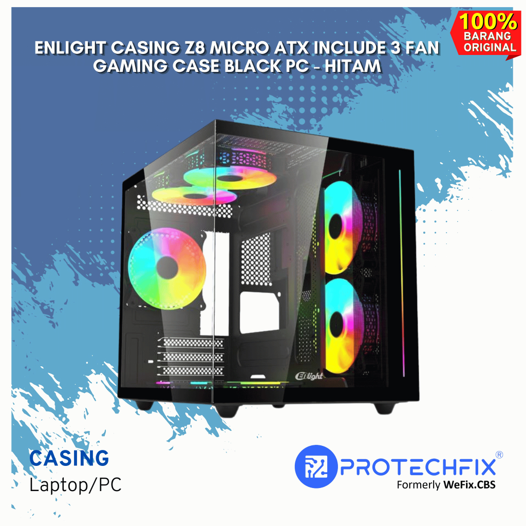 Jual Enlight Casing Z8 Micro ATX Include 3 Fan Gaming Case Black White ...