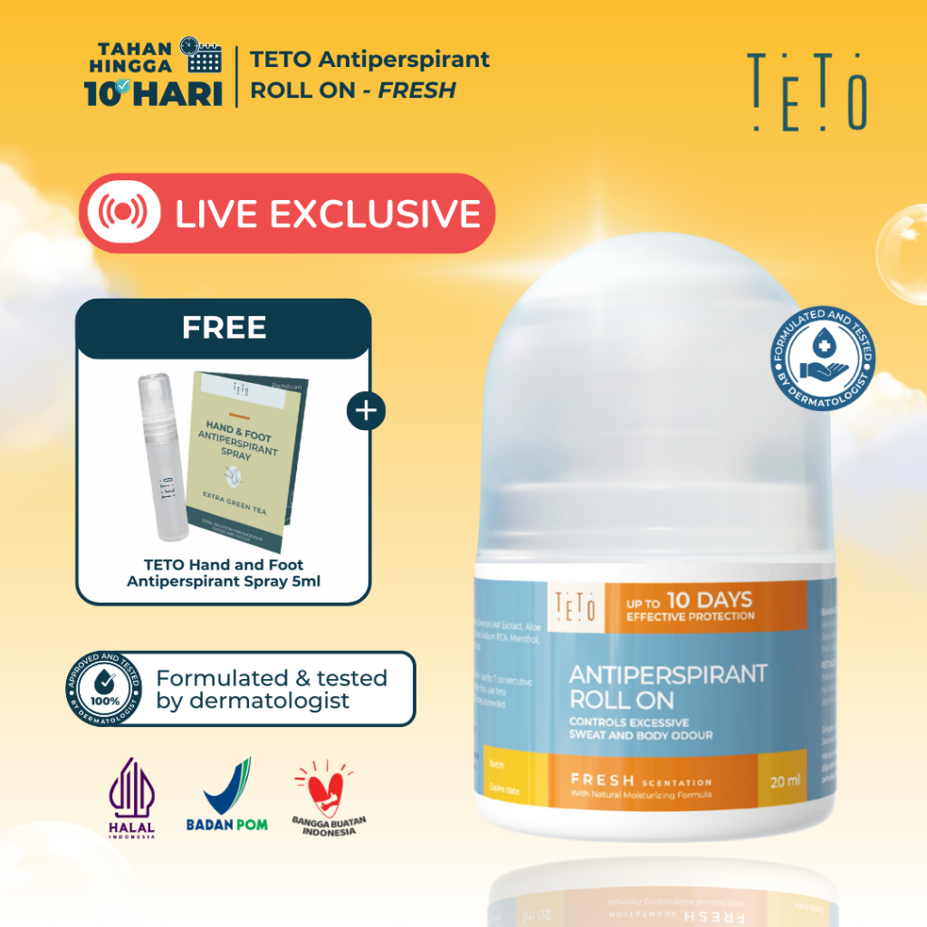 Jual [EXCLUSIVE LIVE] BUY 1 GET 1 - TETO Antiperspirant Roll On 20ml ...