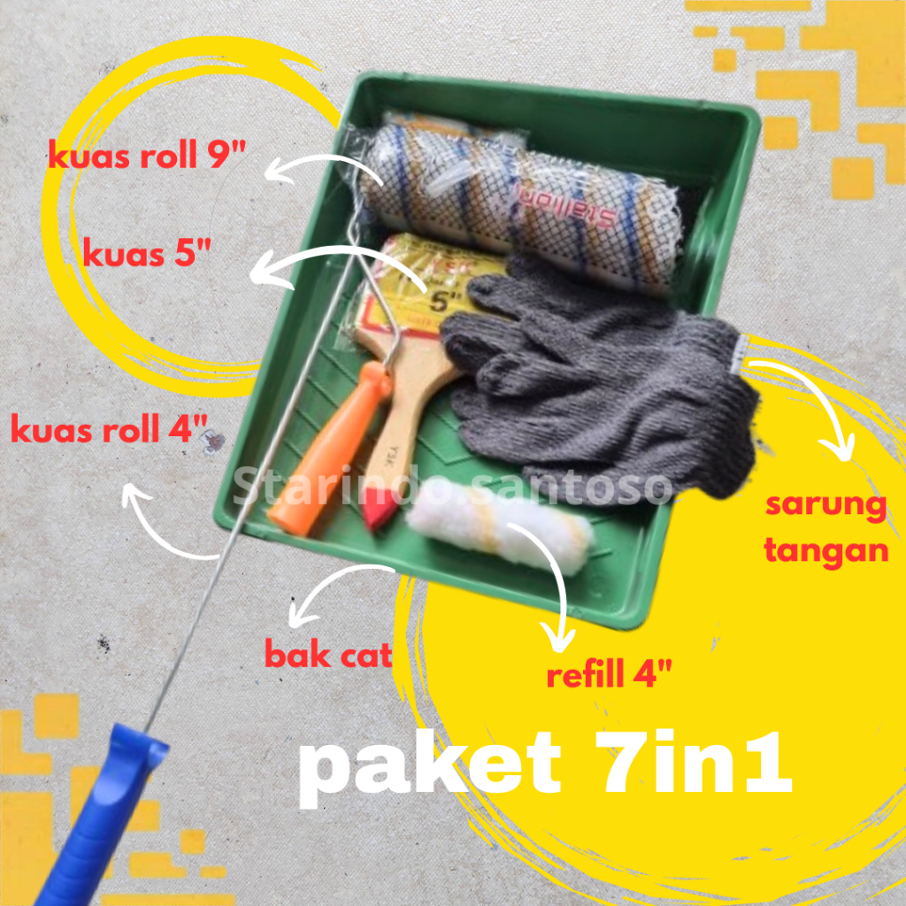 Jual Paket alat cat tembok 7in1 bak cat renovasi rumah bak cat sarung ...