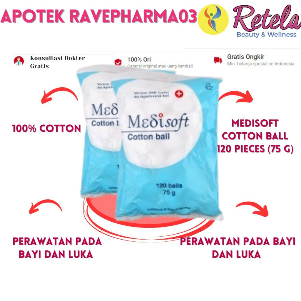 Jual Medisoft Cotton Ball 120 Pieces (75 g) | Shopee Indonesia