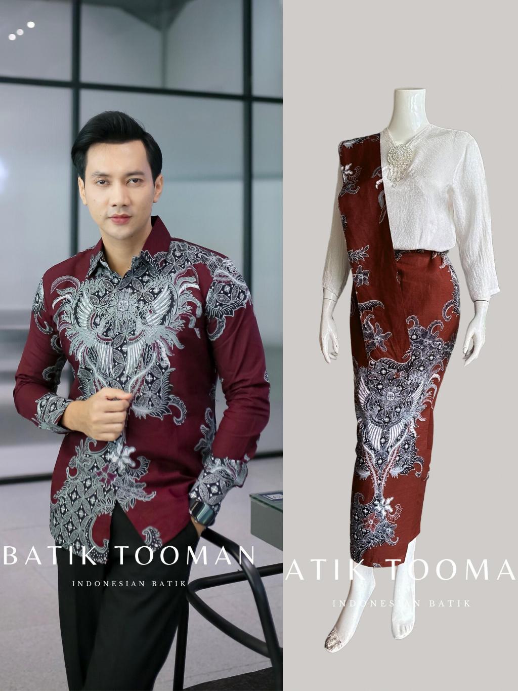 Jual TANJUNG Deep Maroon Burgundy Couple Sarimbit Rok 2 Lapis & Kemeja ...