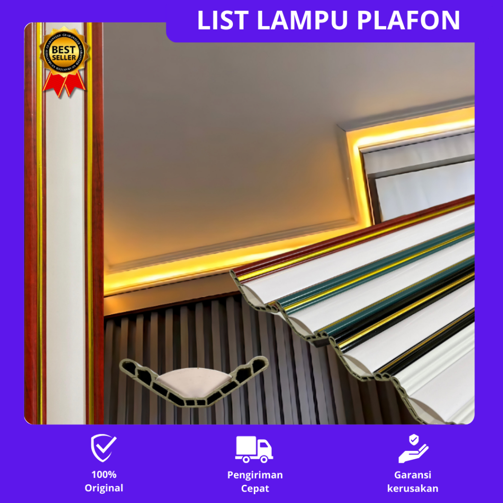 Jual List Lampu Plafon PVC / List Gold / List Lampu LED Termurah ...