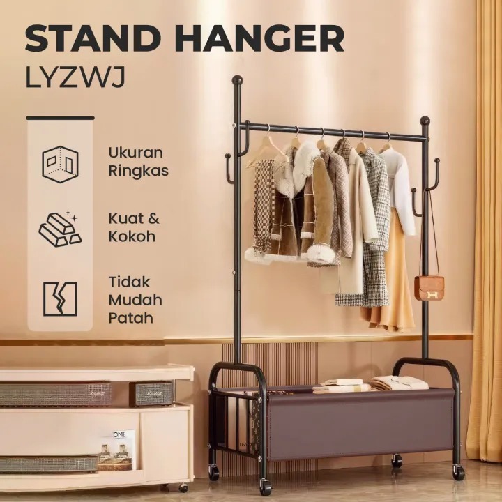 Jual Stand Hanger Baju Serbaguna Stylish Multifungsi Dilengkapi Rak ...