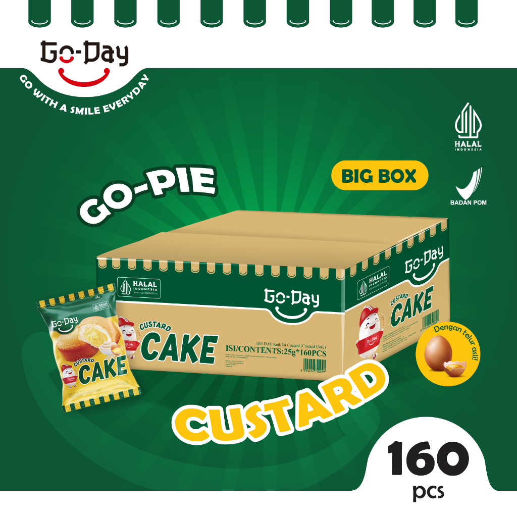 Jual GoDay Go-Pie Custard Cake 1 Dus Isi 160 Pcs | Shopee Indonesia