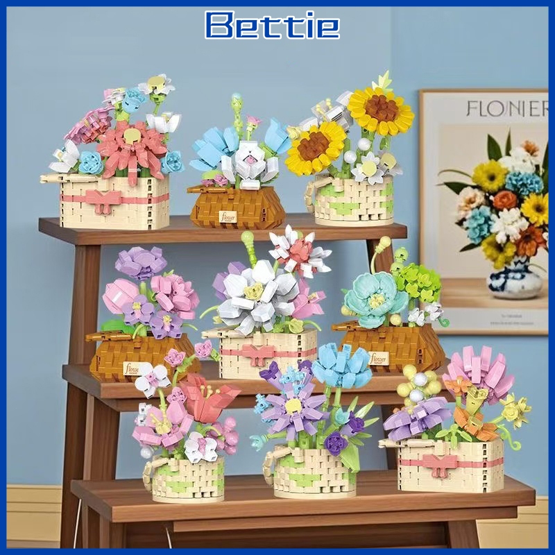 Jual Bettie DIY Bricks Buket Bunga Tangkai Vas Pot Dekorasi Hias Brick ...