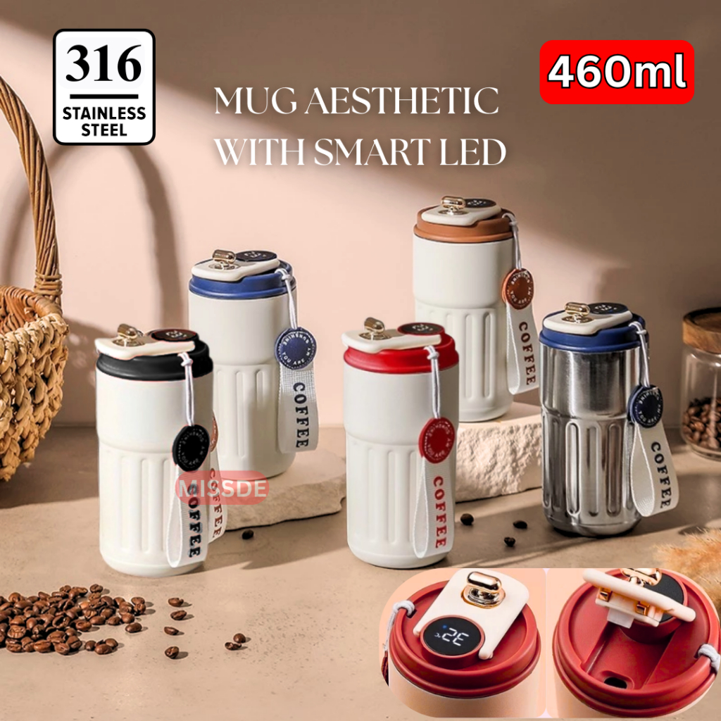 Jual Tumbler Coffee Mug 460ml Stainless Steel With LED Temperature Display / Gelas Mini ...