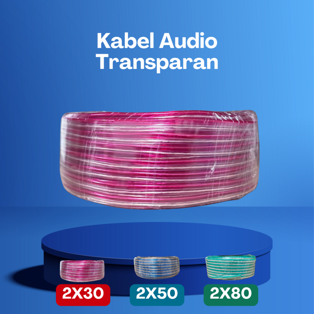 Jual Kabel Audio Listrik Transparan 2X30 - 2X50 - 2X80 Panjang 30 Yard ...