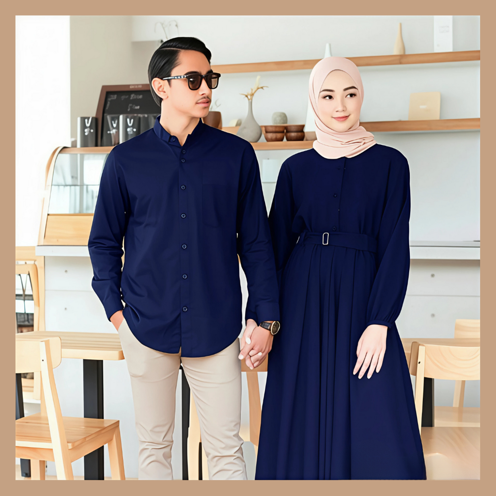 Jual GAMIS COUPLE PASANGAN SUAMI ISTRI HARMONIS WARNA NAVY TERBARU BY ...