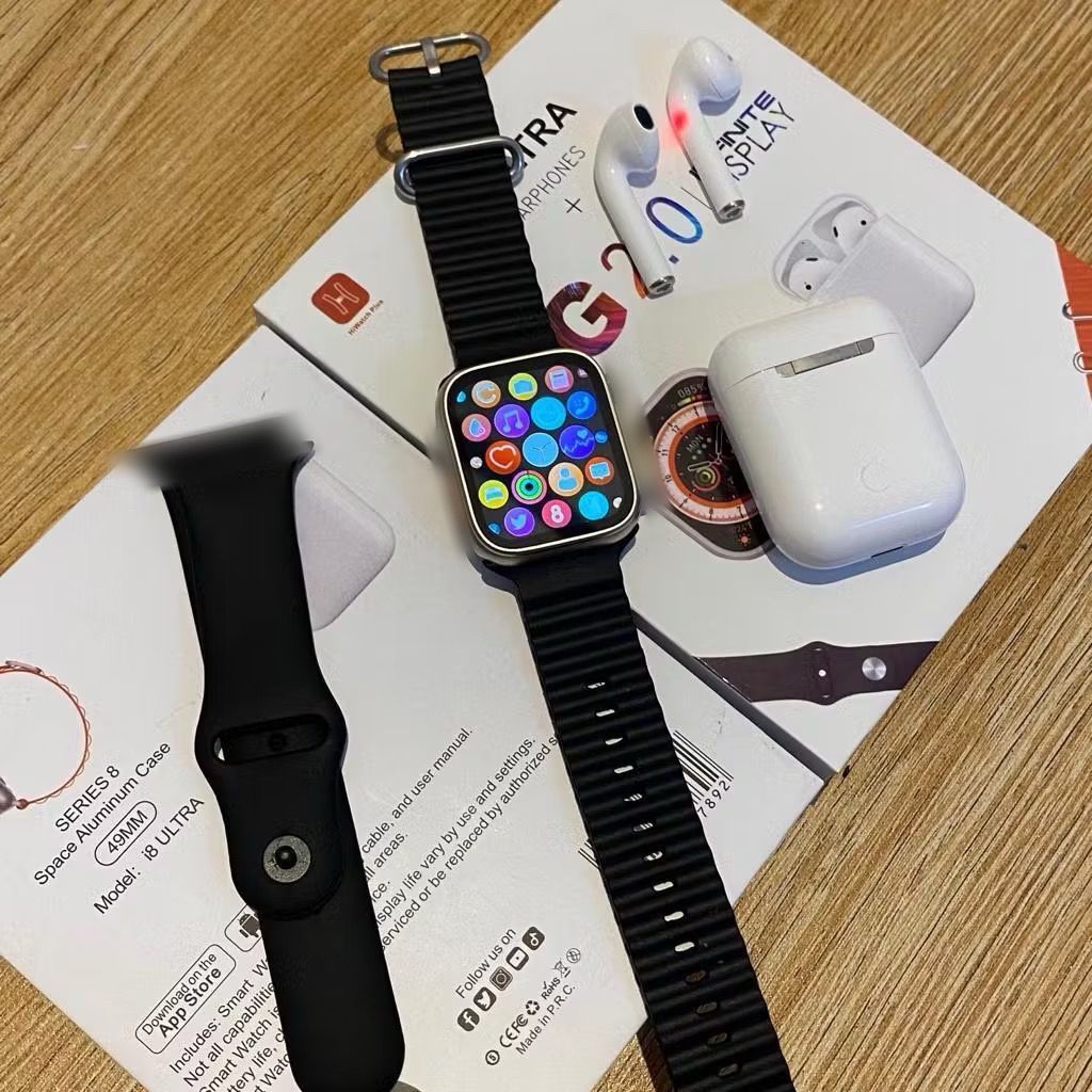 Jual Smarwatch i8 Ultra Free Headset + 2 Pasang Strap/Tali | Shopee ...