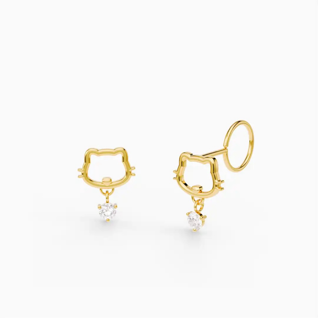 Jual LITTLETHINGSHEWEAR Anting Emas Anak Kimi Swarovski Loop End - Emas ...