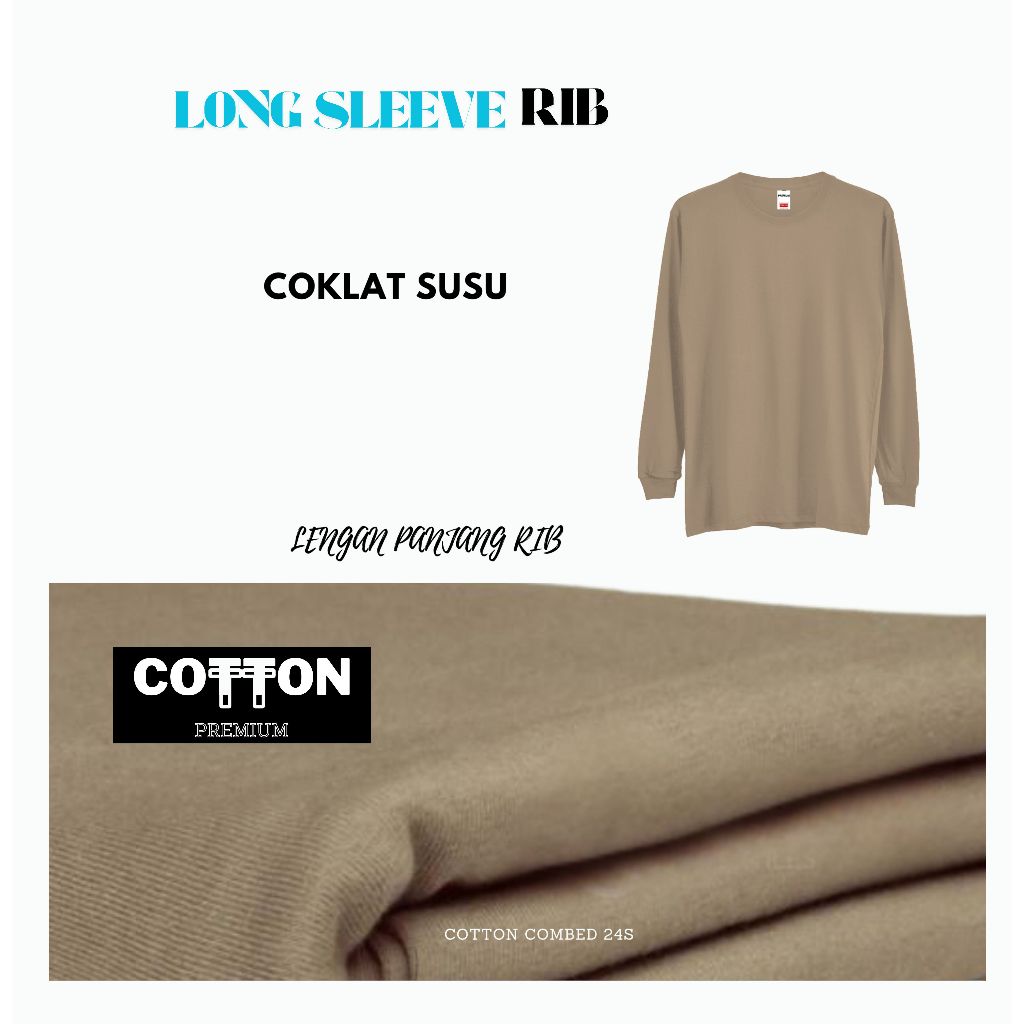 Jual PREMIUM Kaos Polos COKSU Lengan Panjang Rib Premium Cotton Combed ...
