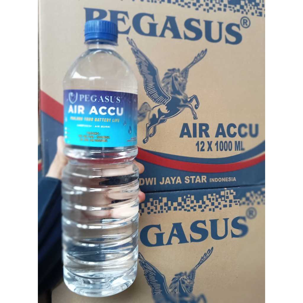 Jual 1 Dus Isi 12 Botol Air Accu / Air Aki Pegasus 1 Liter | Shopee ...