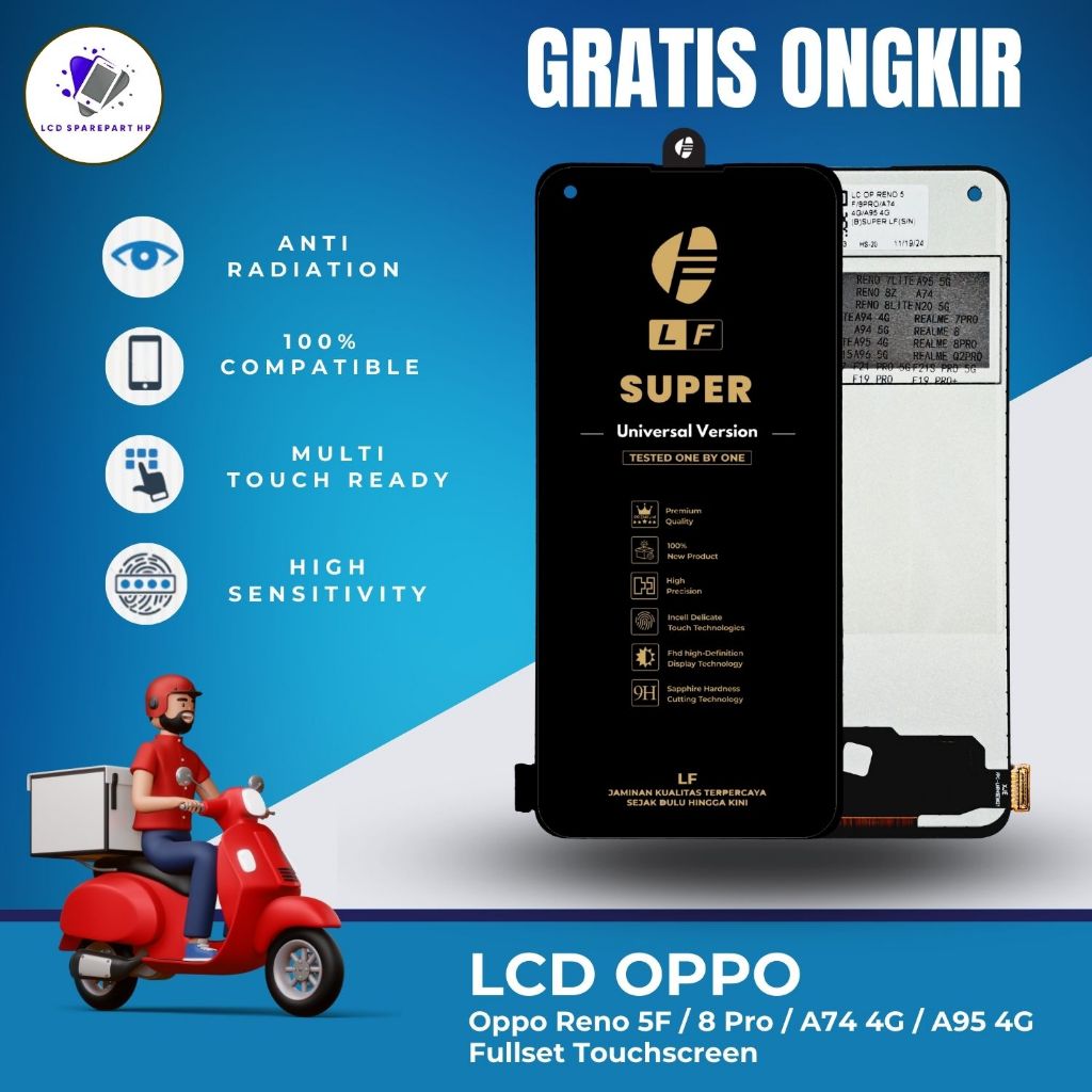Jual LCD OPPO RENO 5 F / 8PRO / A74 4G / A95 4G FULLSET TOUCHSCREEN | Shopee Indonesia