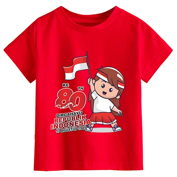 Jual Kaos anak perempuan lengan pendek 17 AGUSTUS HUT RI KE-80 ukuran 1 ...