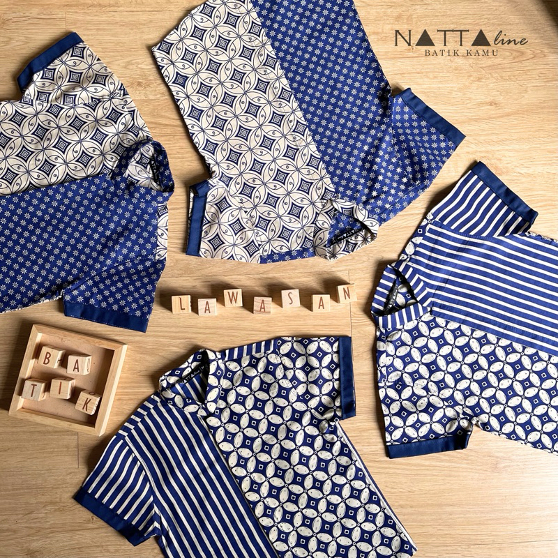 Jual NATTALINE Kemeja Batik Anak Lawasan Blue Series | Shopee Indonesia