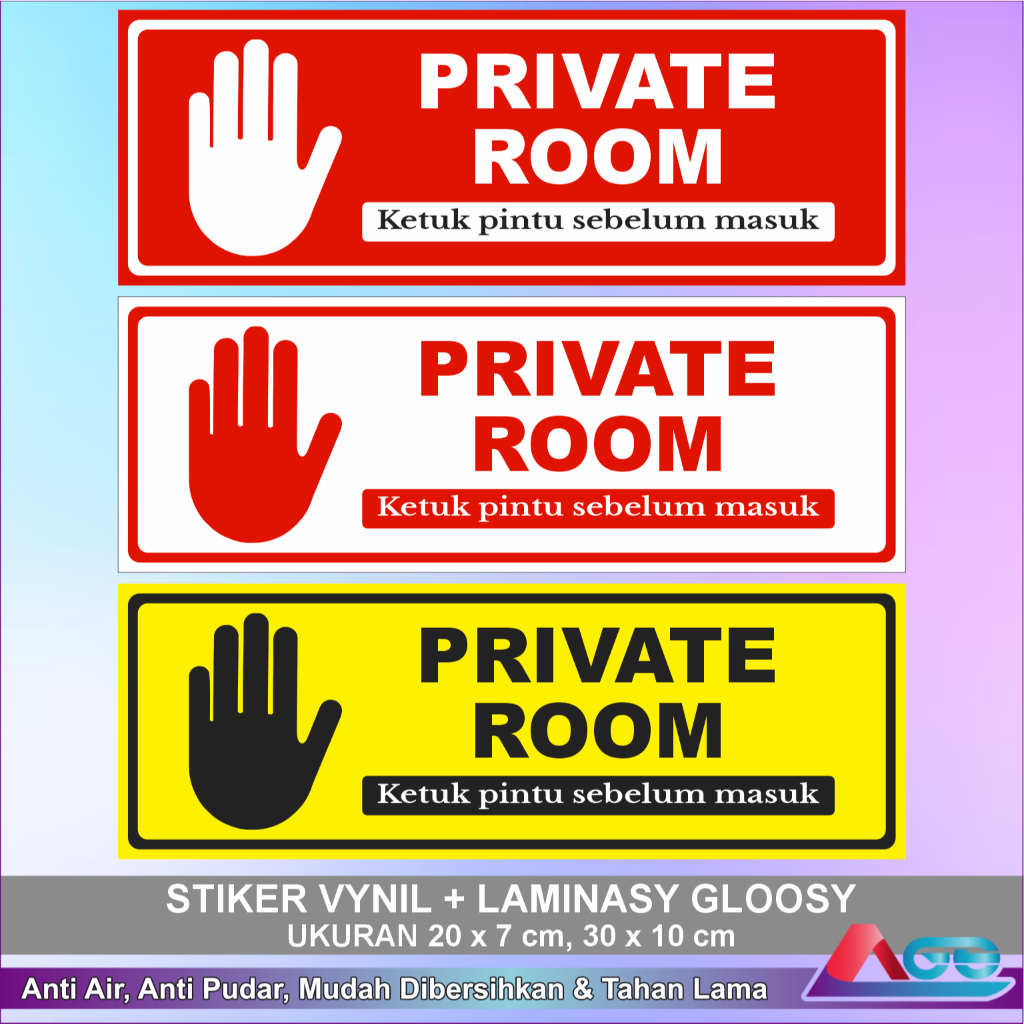 Jual Stiker Vynil Private Room Ukuran Besar Anti Air Laminasy Glossy ...